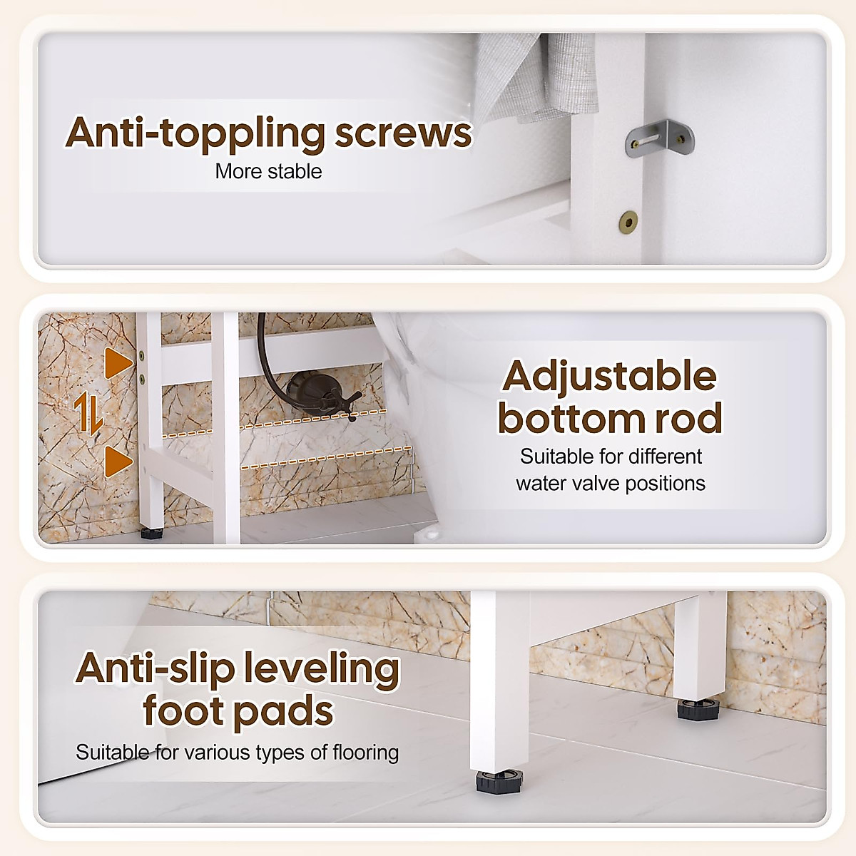 Cozivolife Over The Toilet Storage with 2 Baskets,4-Tier Bamboo Over Toilet Organizer Rack with Paper Holder & 4 Hooks & Waterproof Feet Pad,Freestanding Above Toilet Shelf for Bathroom(White)