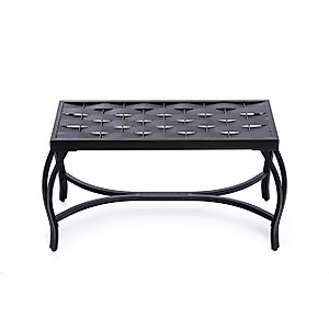 Mango Steam Free Standing Patio Garden Weave Bench, Metal Charcoal Black