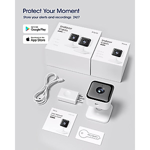 Xbro Security Camera/Baby Monitor, 1080P HD Indoor Camera Includes Night Vision, Motion &Sound Detection, 2-Way Audio, Cloud & SD Card Storage, Compatible with Alexa and Google Assistant