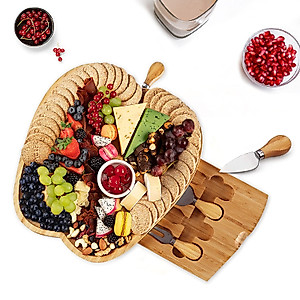 Charcuterie Boards Gift Set, Premium Bamboo Cheese Board Set with Knives, Charcuterie Boards Accessories Perfect for Wedding, Housewarming, Birthday Party.