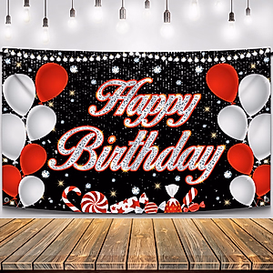 KatchOn, XtraLarge Red Happy Birthday Banner - 72x44 Inch | Red and Black Birthday Decorations | Happy Birthday Banner Red and Black | Happy Birthday Sign for Backdrop | Birthday Party Decorations