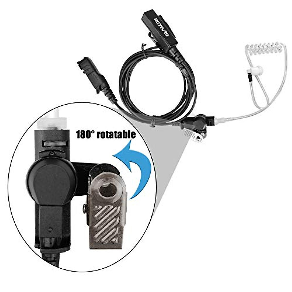Retevis Surveillance Walkie Talkie Earpiece with Mic, Compatible with Motorola XPR3300e XPR3300 XPR3500e XPR3500 XIR P6600 DP2400 DP2600 E8600 Walkie Talkies, Acoustic Tube 2 Way Radio Headset(1 Pack)