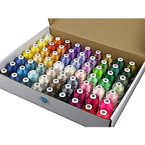 Simthread 63 Brother Colors Polyester Embroidery Machine Thread Kit 40 Weight for Brother Babylock Janome Singer Pfaff Husqvarna Bernina Embroidery and Sewing Machines 550Y