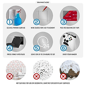 BRAINWAVZ Game Controller Wall Mount Stand Holder (2 Pack) for Xbox ONE Switch PS4 STEAM PC Nintendo, Universal Game Controller Accessories - No Screws, Stick on, Black