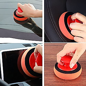 Car Wax Polish Sponge with Handle, Applicator Pad for Car Interior Care/Waxing/Polishing/Paint Cleaning - 12 Pcs