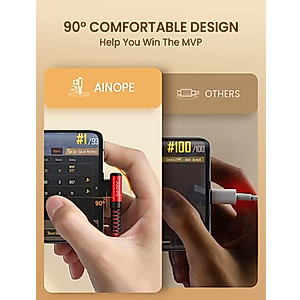 USB Type C Cable AINOPE [2-Pack, 6.6ft]3.1A USB Fast Charge Cable Right Angle，Durable Nylon Braided USB C Charging Cable Compatible with Galaxy S10 S9 S8 Plus S21, Note 10 9 8, LG V20, Type C Charger