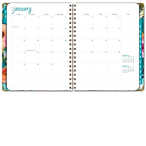 HARDCOVER 2023 Planner: (November 2022 Through December 2023) 8.5"x11" Daily Weekly Monthly Planner Yearly Agenda. Bookmark, Pocket Folder and Sticky Note Set (Teal Floral)