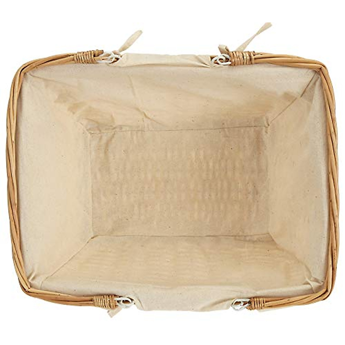 Yesland Wicker Picnic Basket with Liner and Handle, 15.5 x 12 x 6.5 Inches Large Willow Country Picnic Basket/Easter Basket for Bath Toy, Kids Toy Storage, Egg Gathering, Wedding and Candy Gift