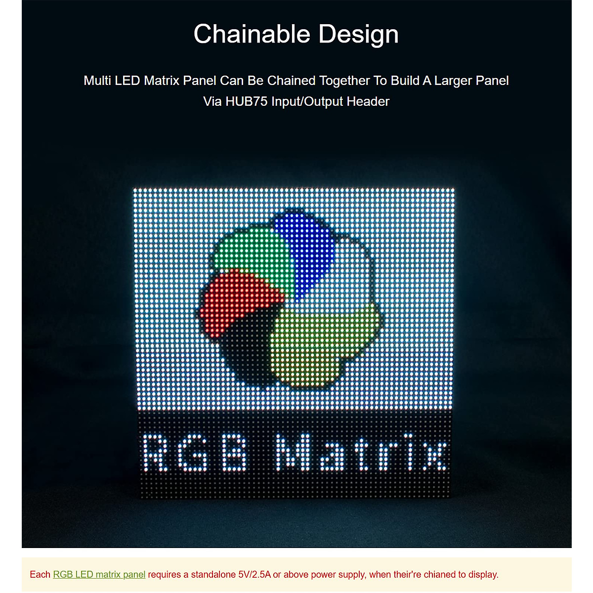 LED Matrix Panel 64x32 Compatible with Arduino Raspberry Pi ESP32, 3mm Pitch 2048 Dots RGB LEDs Module Bare Screen, Allow The Display of animations of Colorful Text Images (192mm×96mm)