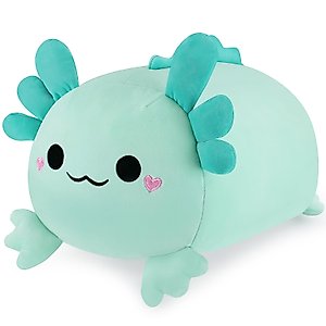 Axolotl Plush-9.1'' Axolotl Plush Pillow, Green Kawaii Axolotl Plushies, Axolotl Anime Plush Stuffed Animals Cute Plush Axolotl Stuff Plushie Stuffed Pillows,Birthday Gift for Kids Girls Boys