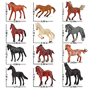 WONWONTOYS 12PCS Realstic Mini Horse Figurines Toy Palyset Arabian Horse Hannover Horse Morgan Stallion Solid Steed Model Set Early Educational Cognitive Toy for Kids