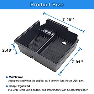 PIMCAR Compatible with 2019 2020 2021 2022 2023 Ford Ranger Center Console Organizer ABS Plastic Material Armrest Box Insert Tray Accessories-Black