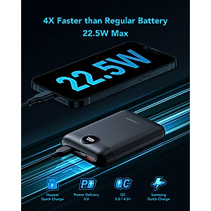 VEGER 20000mAh Mini Quick Charge Power Bank 20W PD 18W QC 3.0 USB C Battery Pack with LED Display 3 Outputs 2 Inputs Compatible with iPhone 13/12/11, Samsung,Tablet and More (Black) (20000mAh)