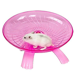 WYKsoku Pet Toys, Pet Hamster Flying Saucer Mouse Running Disc Exercise Wheel Toy Cage Accessories - Pink
