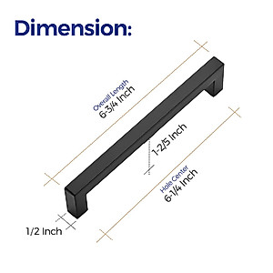 Ravinte 30 Pack 6-1/4 Inch Kitchen Square Cabinet Handles Matte Black Stainless Steel Drawer Pulls Hardware