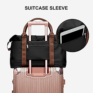 Sport Travel Duffle Bag Large Gym Tote Bag for Women, Weekender Bag Carry on Bag for Airplane, Ladies Beach Bag Overnight Bag Luggage Bag with Wet Bag Black Large Hospital Bag for Labor and Delivery
