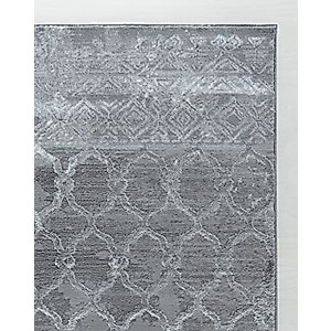 Glory Rugs Modern Abstract Trellis Area Rug 8x10 Gray Silver Large Rugs for Home Office Bedroom and Living Room