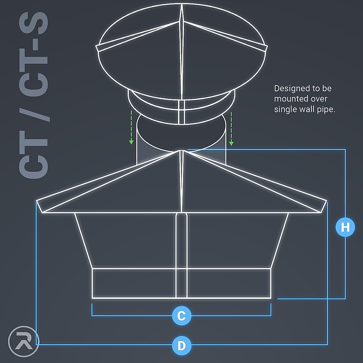 Cone Top Chimney Cap with Screen (8 Inch), Silver
