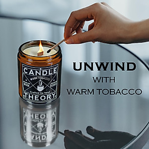 Candle Theory Warm Tobacco Scented Candle for Men 7.6 Ounce, Crackling Candle Men, Mens Candle for Bedroom, Scented Man Candle for Home, Men's Candles for Home, Man Candle, Men Scented Candles