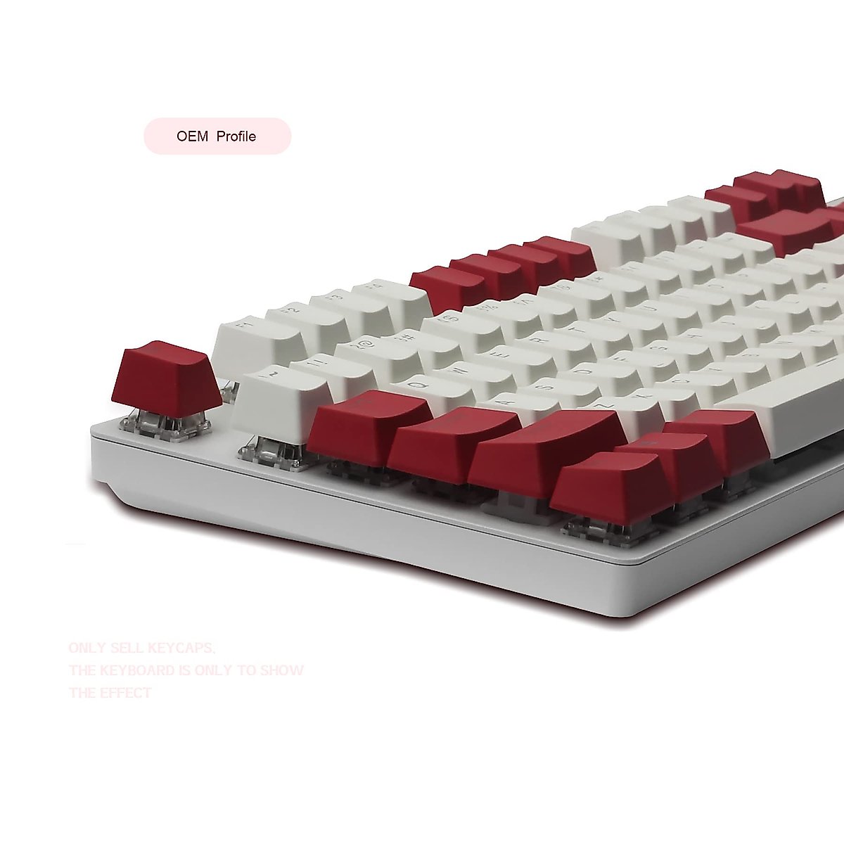 HZYZ PBT Keycaps Backlit Doubleshot Cherry MX Keycap Set Translucent OEM Profile MX Key Caps for US-ANSI Layout 6187104108 MX Switches Mechanical Gaming Keyboard(Red White Combo)