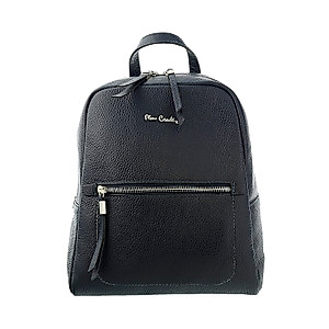 Pierre Cardin Navy Blue Leather Classic Medium Fashion Backpack for womens