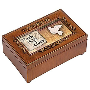Cottage Garden Faith Hope and Love Woodgrain Petite Rose Music Box Plays in The Garden