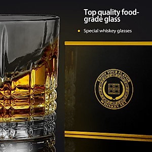 Cibeat Whiskey Glasses, Set of 4, Old Fashioned Crystal Rocks Glasses, 10 Oz Barware For Cocktails, Bourbon, Scotch Whiskey, Cognac Drinks, with Luxury Box