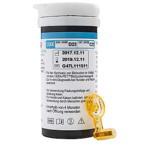 50 x CERA-PET Vet Blood Glucose Strips for Cats & Dogs, Pet Owners and Vet Test Replacement Strips