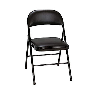 COSCO Deluxe 8 Foot x 30 inch Fold-in-Half Blow Molded Folding Table, Black & COSCO Vinyl Folding Chair, 4 Pack, Black