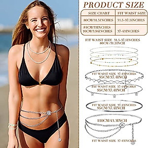 JenPen 8 Pcs Belly Chain Adjustable Waist Chain Summer Beach Bikini Boho Waist Body Beads for Women Adults Multilayer(Modern Style)