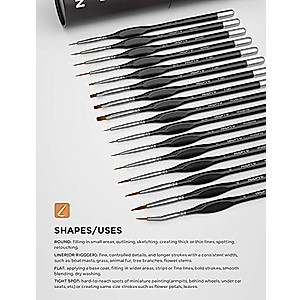 Nicpro 16 PCS Small Detail Paint Brush Set, Professional Miniature Painting Kit Fine Detail Brushes for Watercolor Oil Acrylic, Craft, Models, Rock Painting, Paint by Number- Come with Holder & Bag