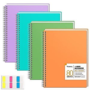 HIUKOOKA College Ruled Spiral Notebook 7.48"X 10.15"(B5),4 Pack Hardcover Journal Notebook with Sticky Notes,160 Pages ,100GSM Thick Paper,Cute Notebook for Works,Study,Meeting,Writing(Tiffany Blue,