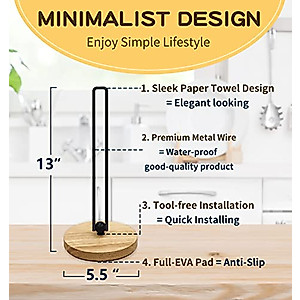 Paper Towel Holder Metal Organizer Roll Dispenser Tissue Roll Metal Stand Rack Kitchen Paper Hanger Countertop Dining Table for Bathroom Living Room Scrunchies for Bedroom Modern Stylish Sturdy Decor