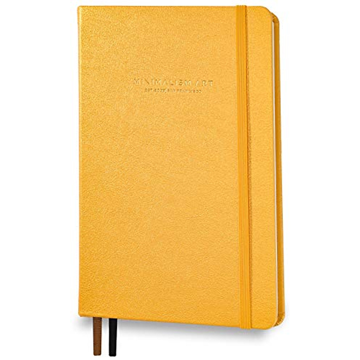 Minimalism Art, Premium Hard Cover Notebook Journal, X-Large Size, Master A4 8.3" x 11.4", 186 Numbered Pages, Gusseted Pocket, Ribbon Bookmark, Extra Thick Ink-Proof Paper 120gsm (Dotted, Amber)