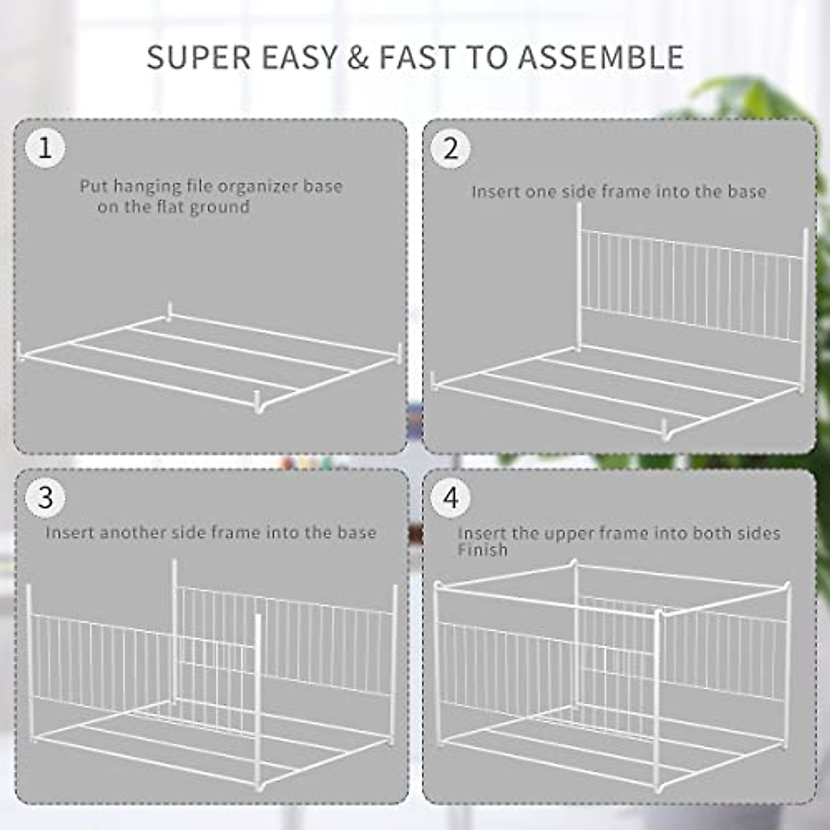 TOPCJ Legal/Letter Size Hanging File Folder Frame,File Cabinet Desk Organizer,Hanging File Folders Frame,Filing Cabinet for Expanding/Single Folders,Easily Assembly,Not suitable for Drawer