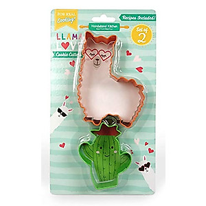 Handstand Kitchen Llama Love 2-piece Llama and Cactus Cookie Cutter Set