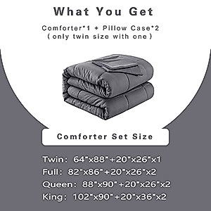 DOWNCOOL King Size Comforter Set -All Season Bedding Comforters Sets with 2 Pillow Cases -3 Pieces Bed Set Down Alternative King Bedding Set -Grey King Comforter Set(102"x90")