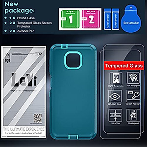 LeYi for Moto G Power 2021 Case: Moto G Power Case 2021with [2 Pack] Screen Protector, 3 in 1 Full Body Shockproof Rubber Dustproof Rugged Defender Protection Case Moto G Power, Teal Blue