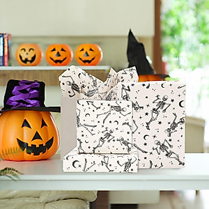 Whaline 100 Sheets Halloween Tissue Paper Dancing Skeleton Gift Wrapping Paper Decorative Art Paper for Home Party DIY Crafts Supplies, 14 x 20 Inch