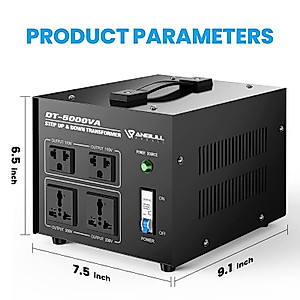 Anbull Voltage Converter 5000 Watt Voltage Transformer, AC 110V/120V/220V/240V Power Converter - Heavy Duty Step Up/Step Down Voltage Transformer Converter