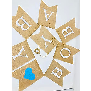 Shimmer Anna Shine BABY BOY and GIFTS Burlap Banner for Baby Shower Decorations and Gender Reveal Party (Blue)