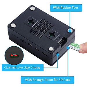 GeeekPi Case with PWM Fan for Raspberry Pi 4, 18W 5V 3.6A USB-C Power Supply for Raspberry Pi 4, Heatsinks, USB Card Reader, Micro HDMI Cable, Micro HDMI to HDMI Adapter for Raspberry Pi 4 8GB/4GB/2GB