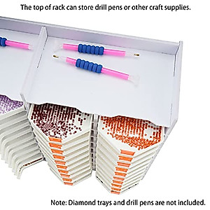 40 Grids Diamond Painting Tray Organizer Holder Drill Pen & Multi-Boat Tray Storage Rack Art Diamond Painting Accessories Kits, for Big Size Trays