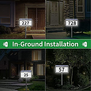 Solar Lighted House Numbers for Outside, EnSoleille Waterproof LED Address Signs Wall Mounted & In Ground, Solar Powered Address Plaques with Stakes for House Yard Garden, Innovative Dual Installation