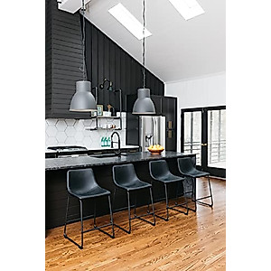 Signature Design by Ashley Centiar 24" Counter Height Modern Bucket Barstool, 2 Count, Black