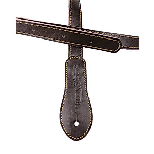 Walker & Williams M-78-BRN Soft Brown Premium Thick Grain Leather Adjustable Mandolin, Mandola, Bouzouki Strap