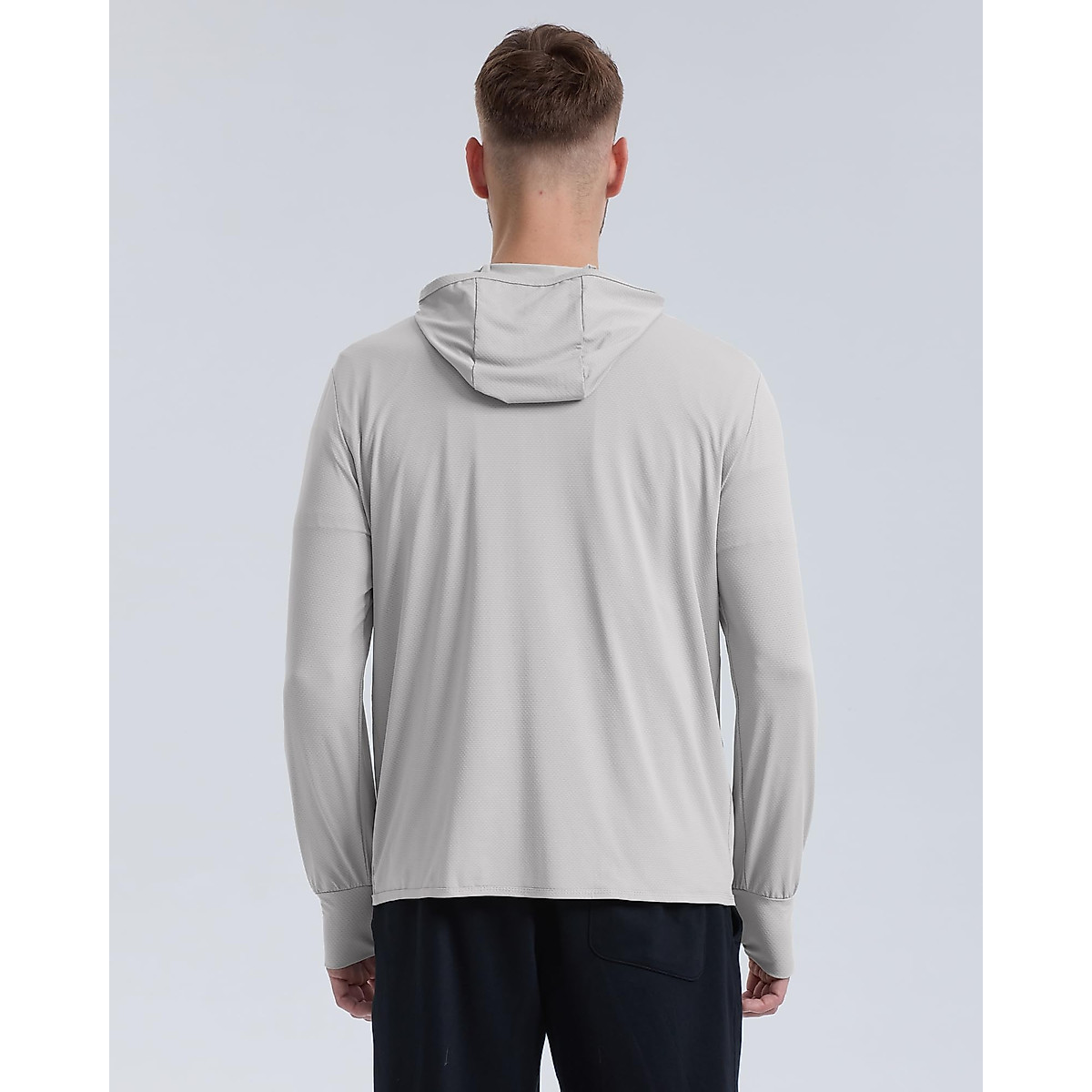 Locachy Men's UPF 50+ Sun Protection Outdoor Lightweight Full Zip Hoodie Jacket Long Sleeve Fishing Hiking Performance Shirt Light Grey M