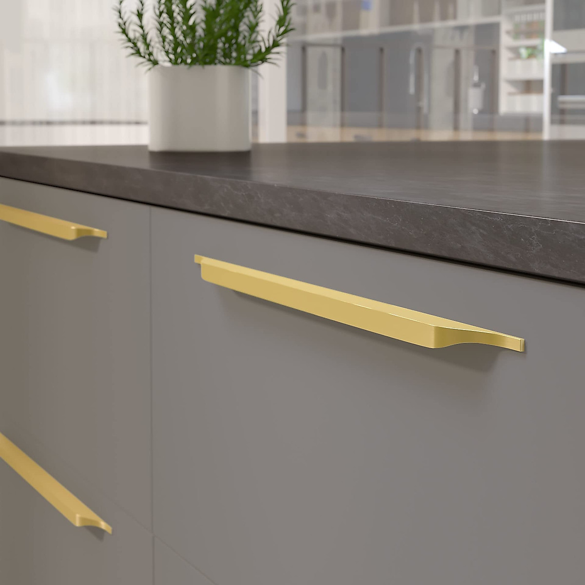 Richelieu Hardware 7987448165 17-5/8 in (448 mm) Center, Contemporary Cabinet Pull, Brushed Gold