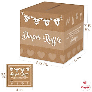 Party Hearty Baby Shower Games for Girl or Boy, 50 Diaper Raffle Tickets, Diaper Raffle Ticket Cards Box, Baby Shower Decorations, Raffle Prizes, Baby Shower Ideas