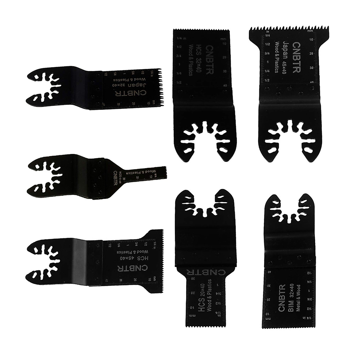 CNBTR Black Oscillating Saw Blade Quick Release Mix Accessory Multifunction Tools Set of 7